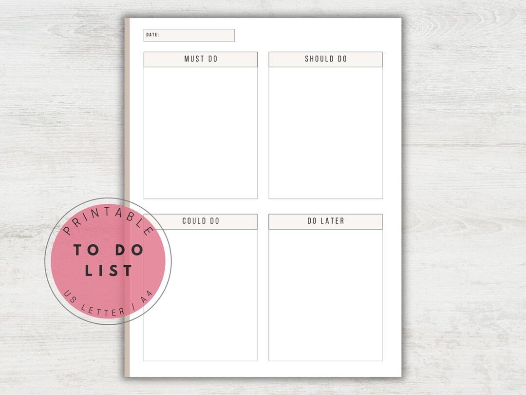 Simple Priority to Do List - Printable Task Management - Etsy