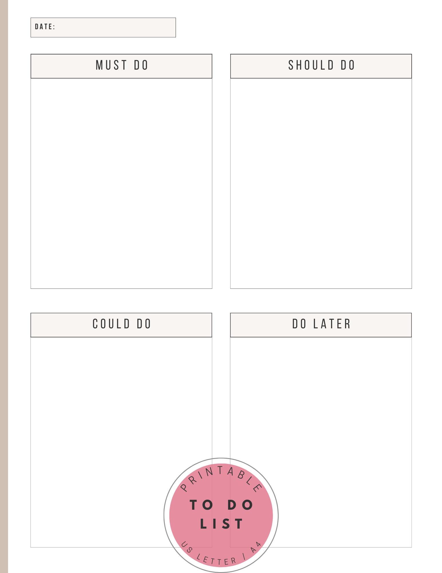 Simple Priority to Do List - Printable Task Management - Etsy