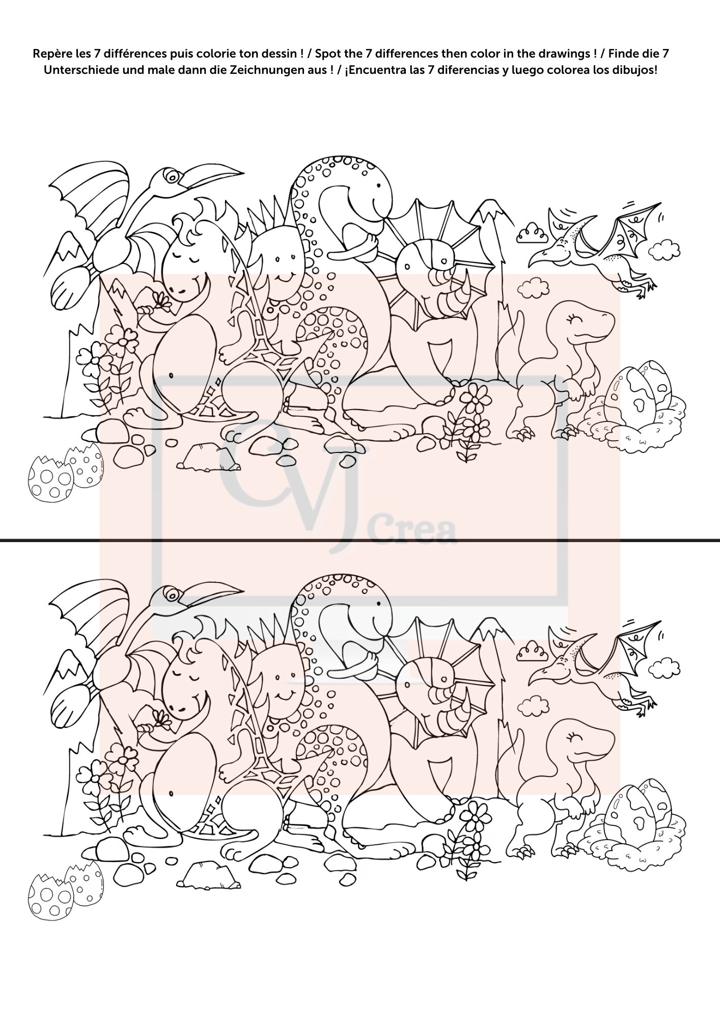 Activity "spot the 7 Differences and Color" - Difficult Level (from 9 ...