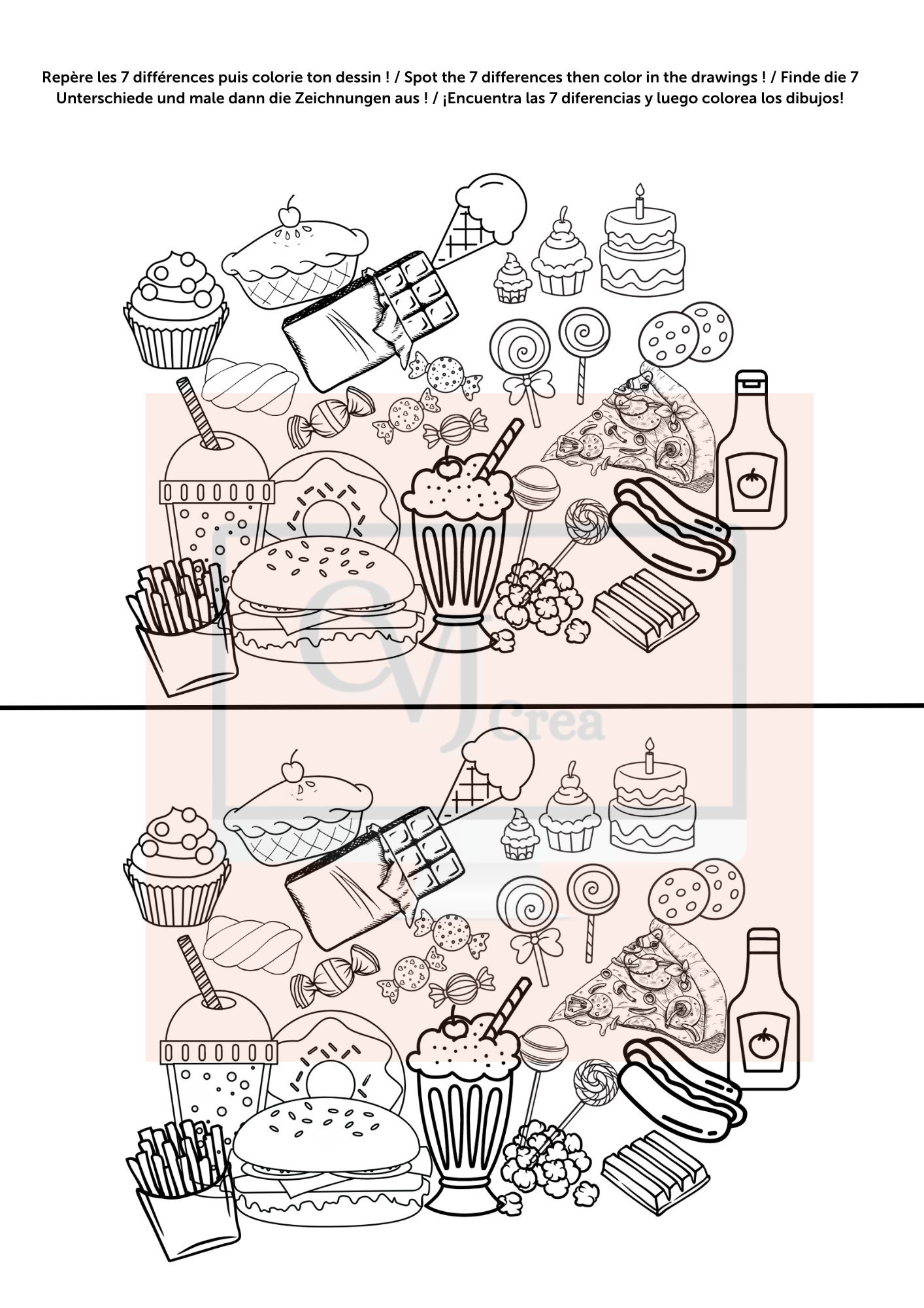 Activity "spot the 7 Differences and Color" - Difficult Level (from 9 ...