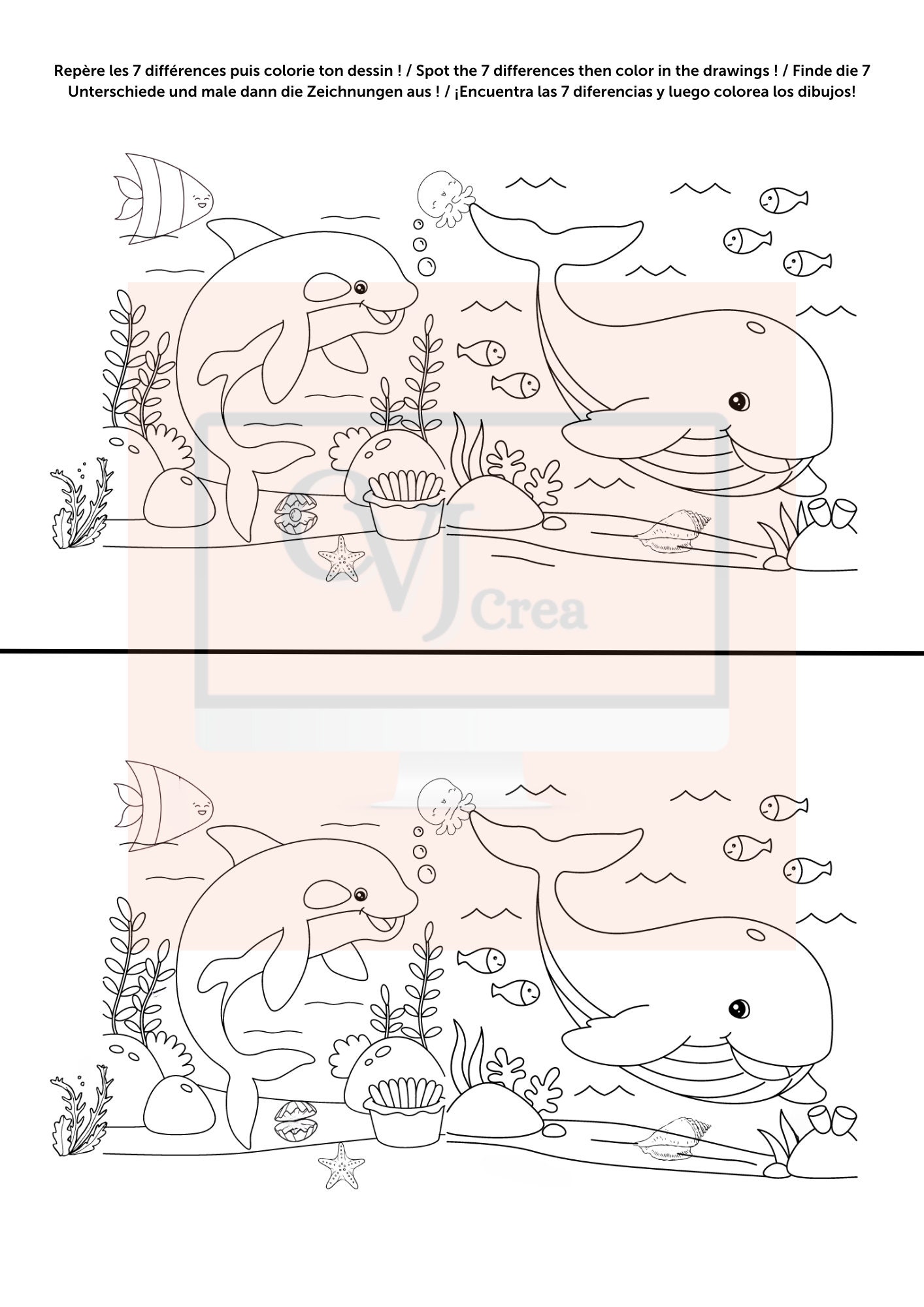 Activity "spot the 7 Differences and Color" - Difficult Level (from 9 ...