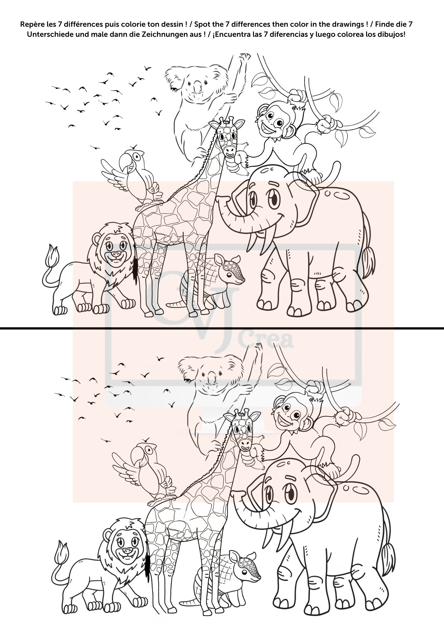 Activity "spot the 7 Differences and Color" - Difficult Level (from 9 ...