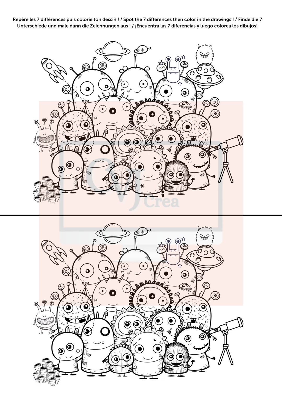 Activity "spot the 7 Differences and Color" - Difficult Level (from 9 ...