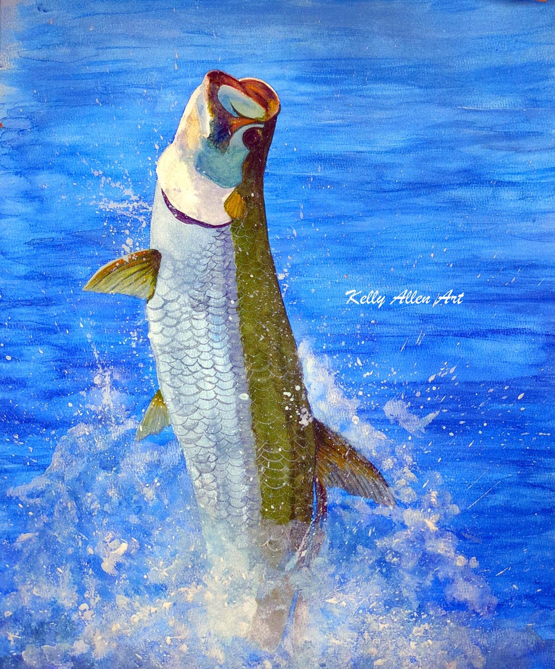 Jumping Tarpon Watercolor Print. 11 X 14 - Etsy