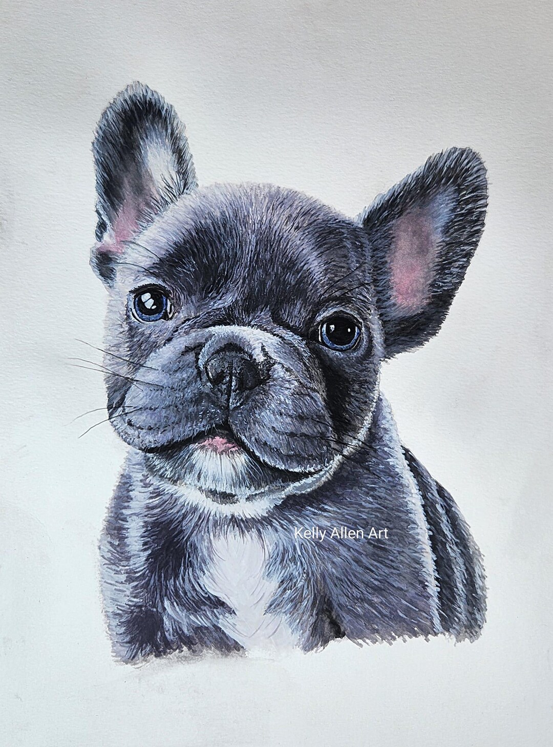 Blue Frenchie Watercolor Print - Etsy
