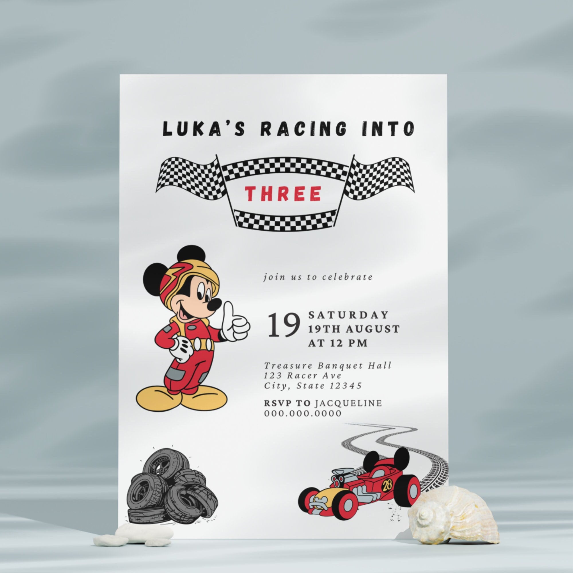Editable Roadster Racers Invitation Racing Party Invite Race Car ...