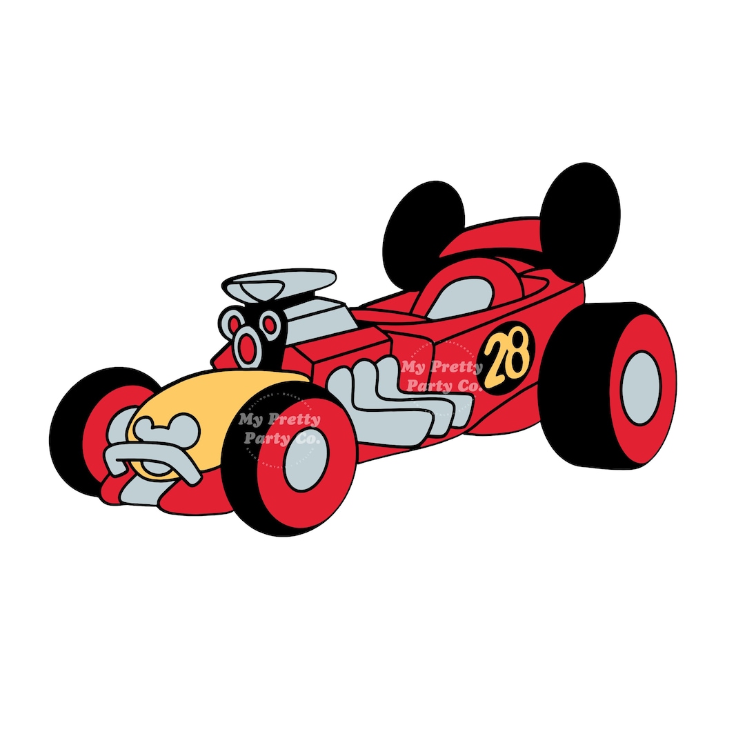 Mickey Roadster Racer PNG, Racing Party Mickey Digital Download Vintage ...