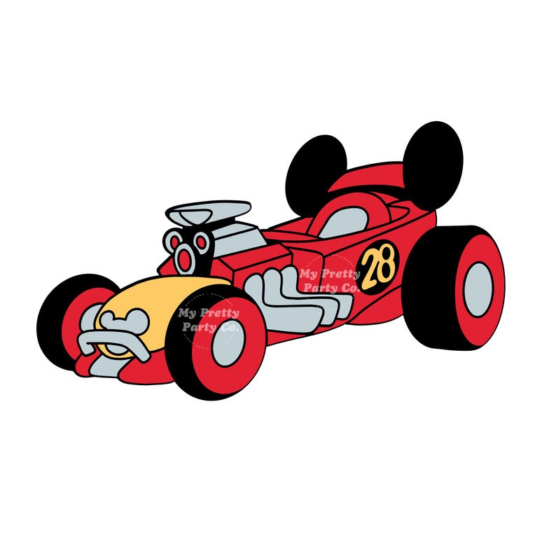 Mickey Roadster Racer PNG, Racing Party Mickey Digital Download Vintage ...