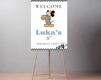 Editable Blue Roadster Racers Welcome Sign Racing Party Invite Race Car ...