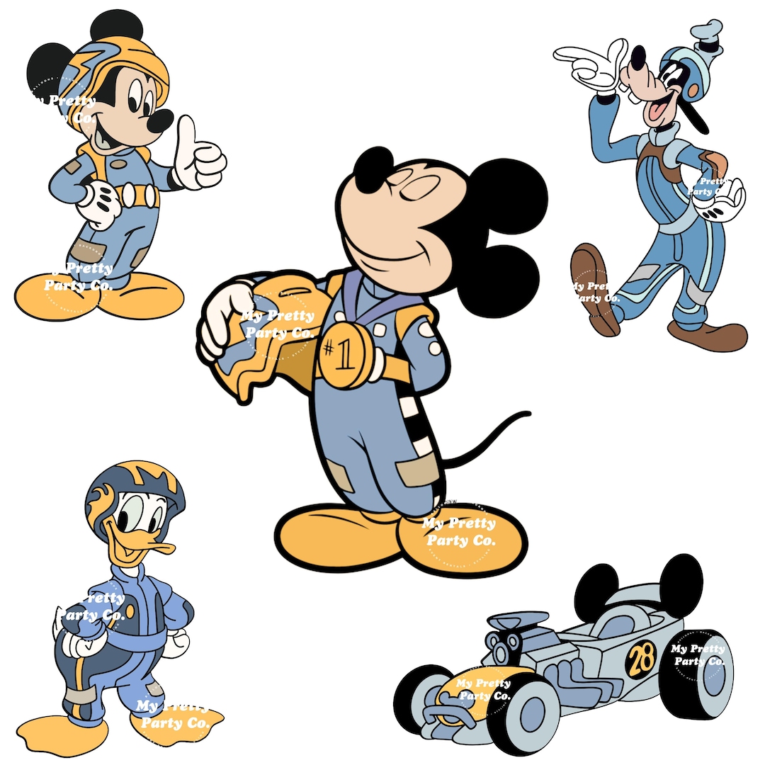 Mickey Blue Roadster Racer PNG, Racing Party Mickey Digital Download ...