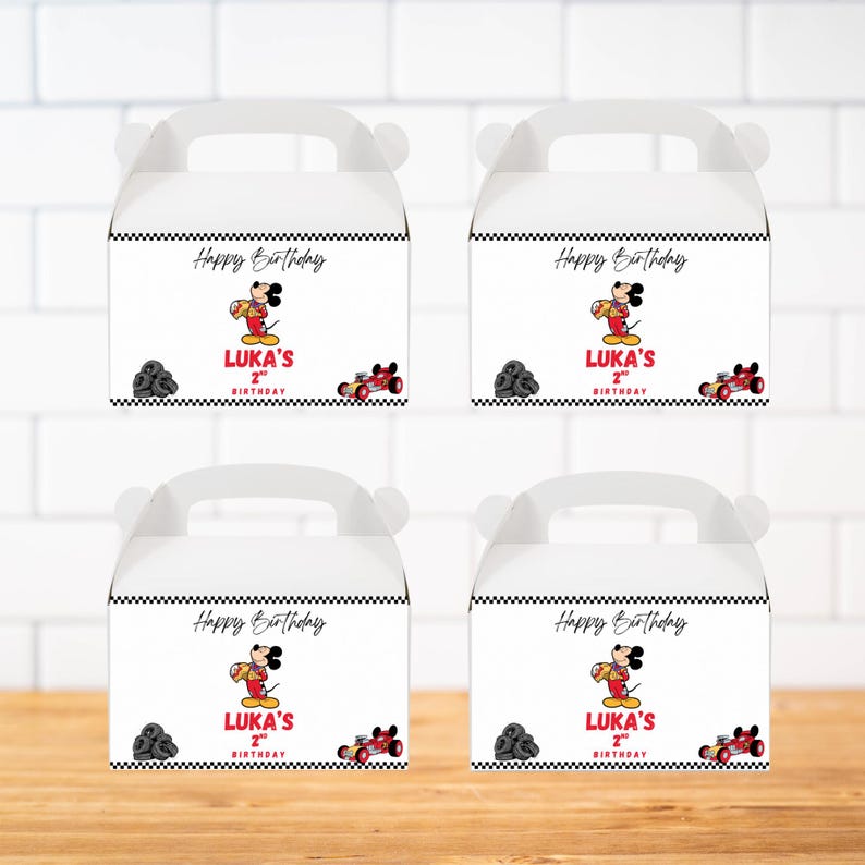 Mickey Roadster Racer Treat Box Template, Birthday Party, Race Cars ...