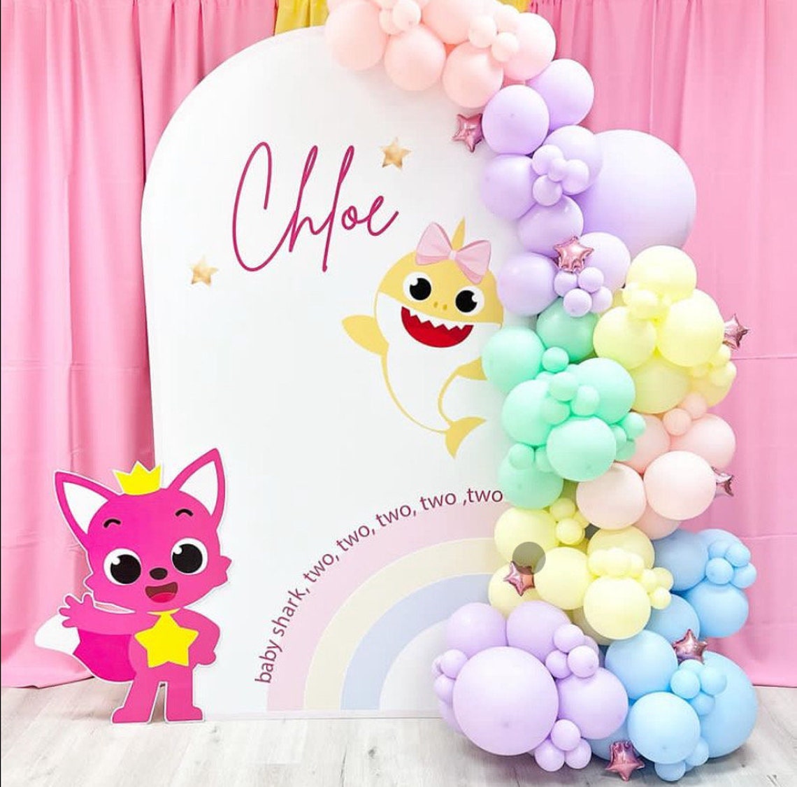 Pinkfong Birthday Welcome Sign, Rainbow Pinkfong Digital Invite, Girls ...