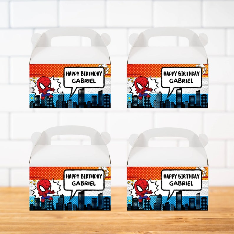 Editable Spider Man Birthday Gable Box Template, Printable Super Hero ...