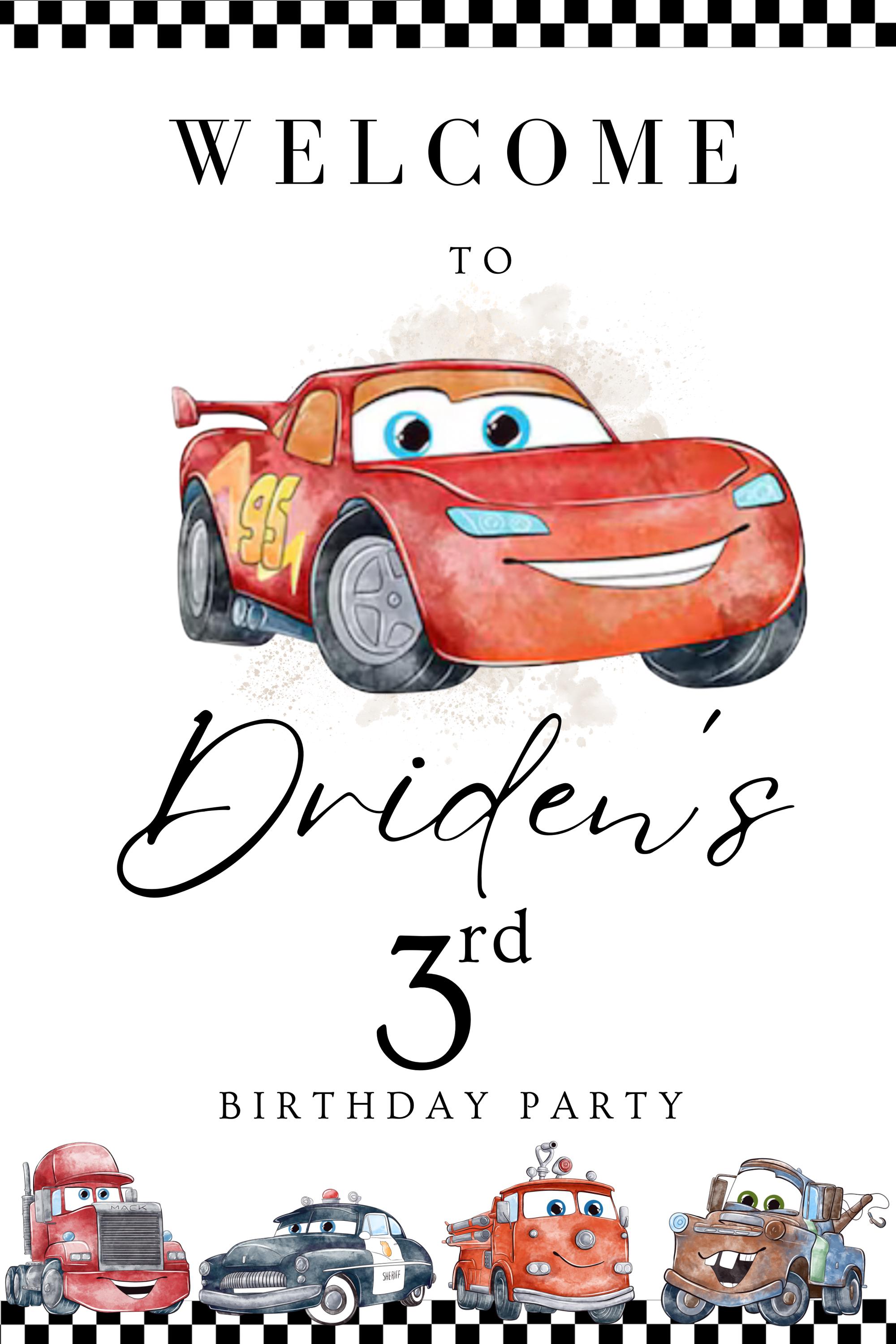 Editable Cars Lightning Mcqueen Welcome Sign Racing Party, Digital ...