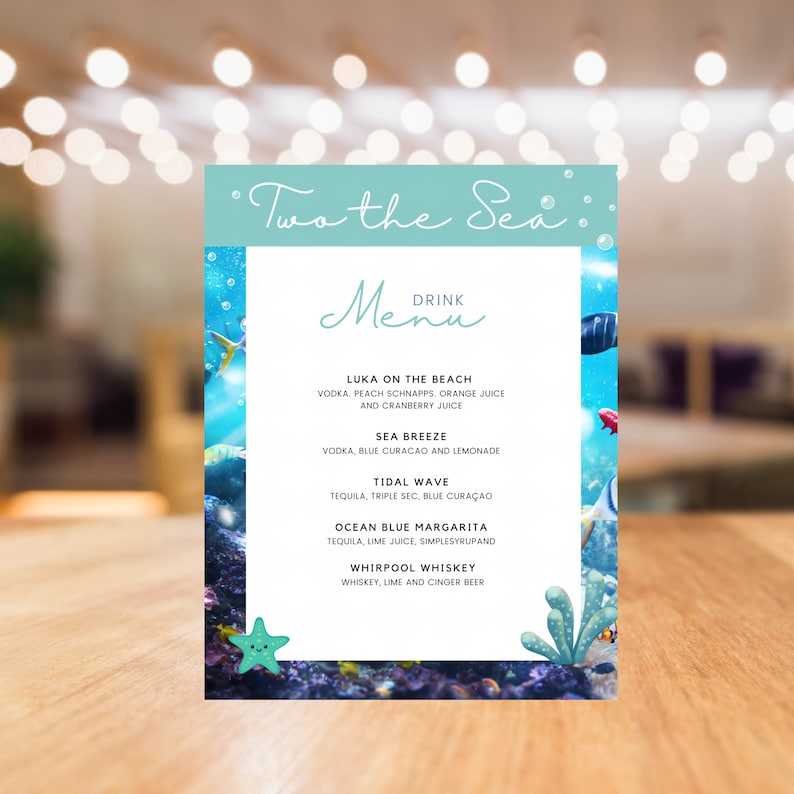 Under the Sea Menu Template, Ocean Menu Template, Sea Creatures Menu ...