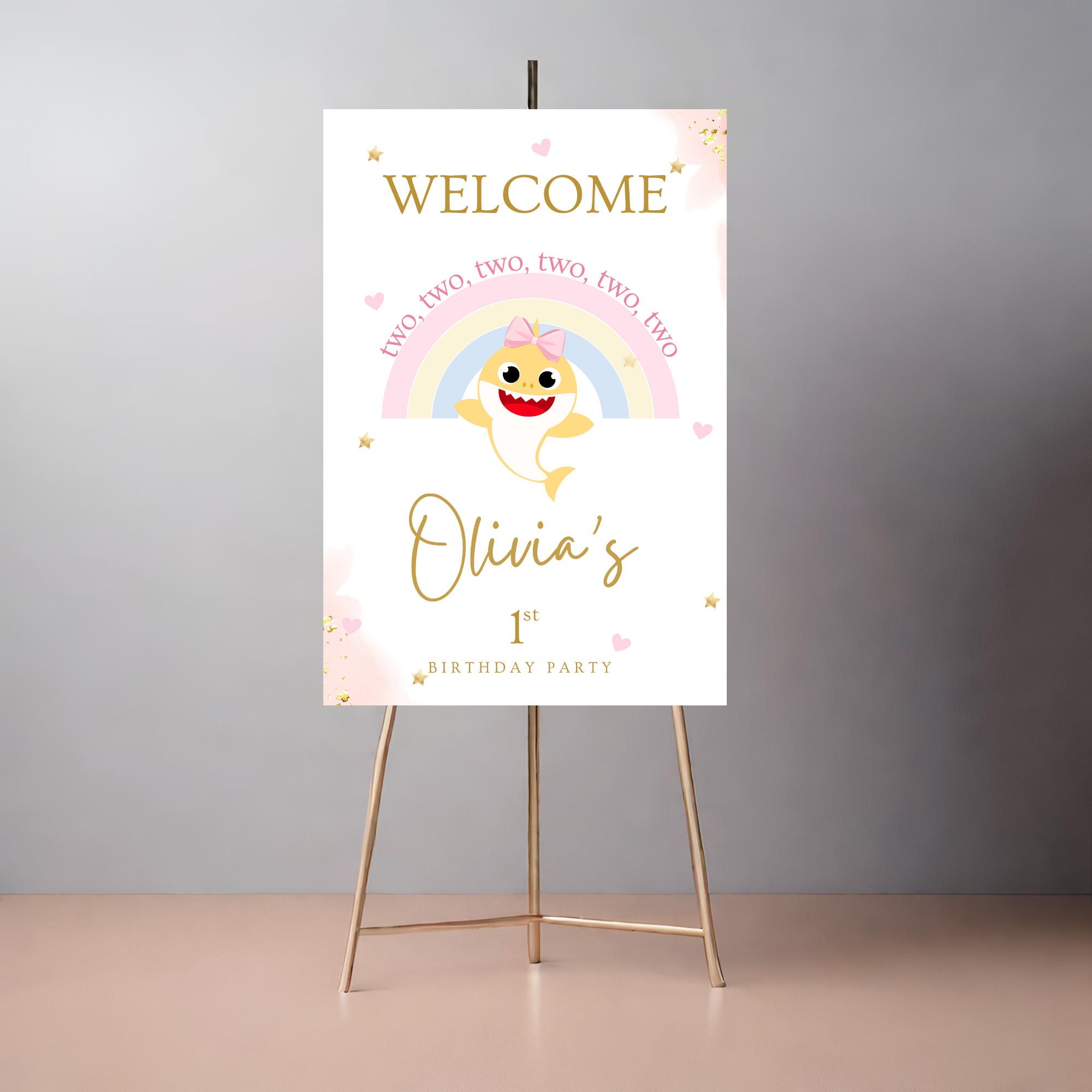 Baby Shark BUNDLE Baby Shark Birthday Invitation Pink Fong Rainbow ...