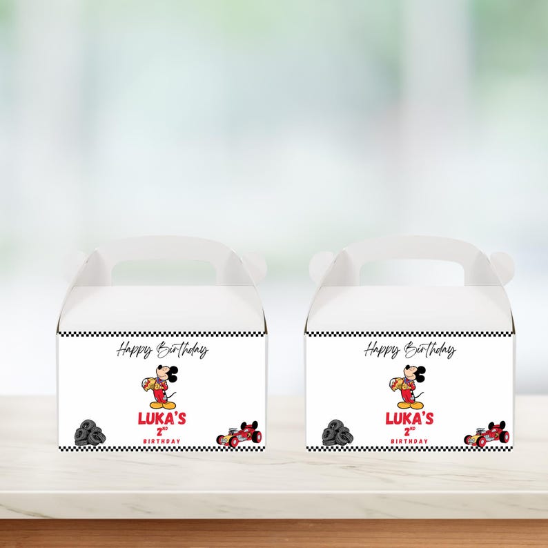 Mickey Roadster Racer Treat Box Template, Birthday Party, Race Cars ...