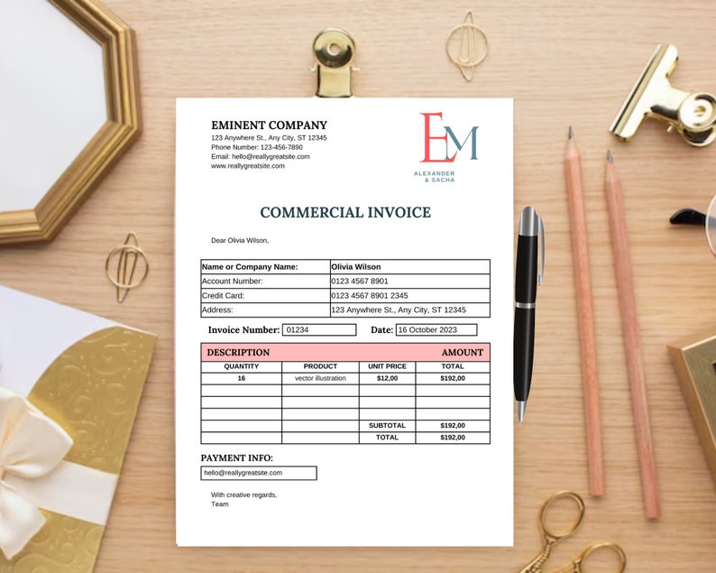 Editable Invoice, Printable Invoice, Editable Invoice, Invoice Template Download, Invoice ...