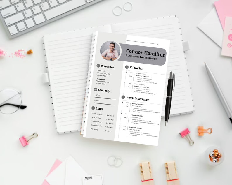 Graphic Designer Resume Template, Professional CV Template Design ...