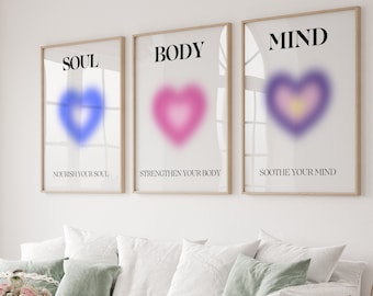 Mind Body Soul Aura Poster 3 Piece Wall Art, Aura Energy Spiritual ...