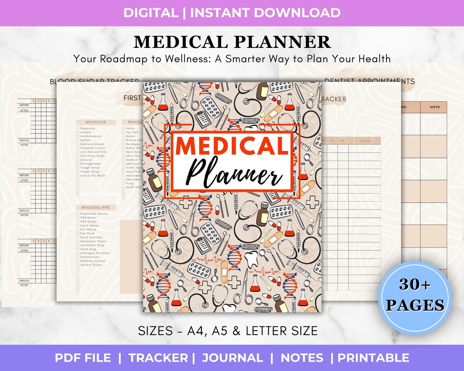 Medical Planner, Medical Binder, Medical Tracker, Wellness Planner ...