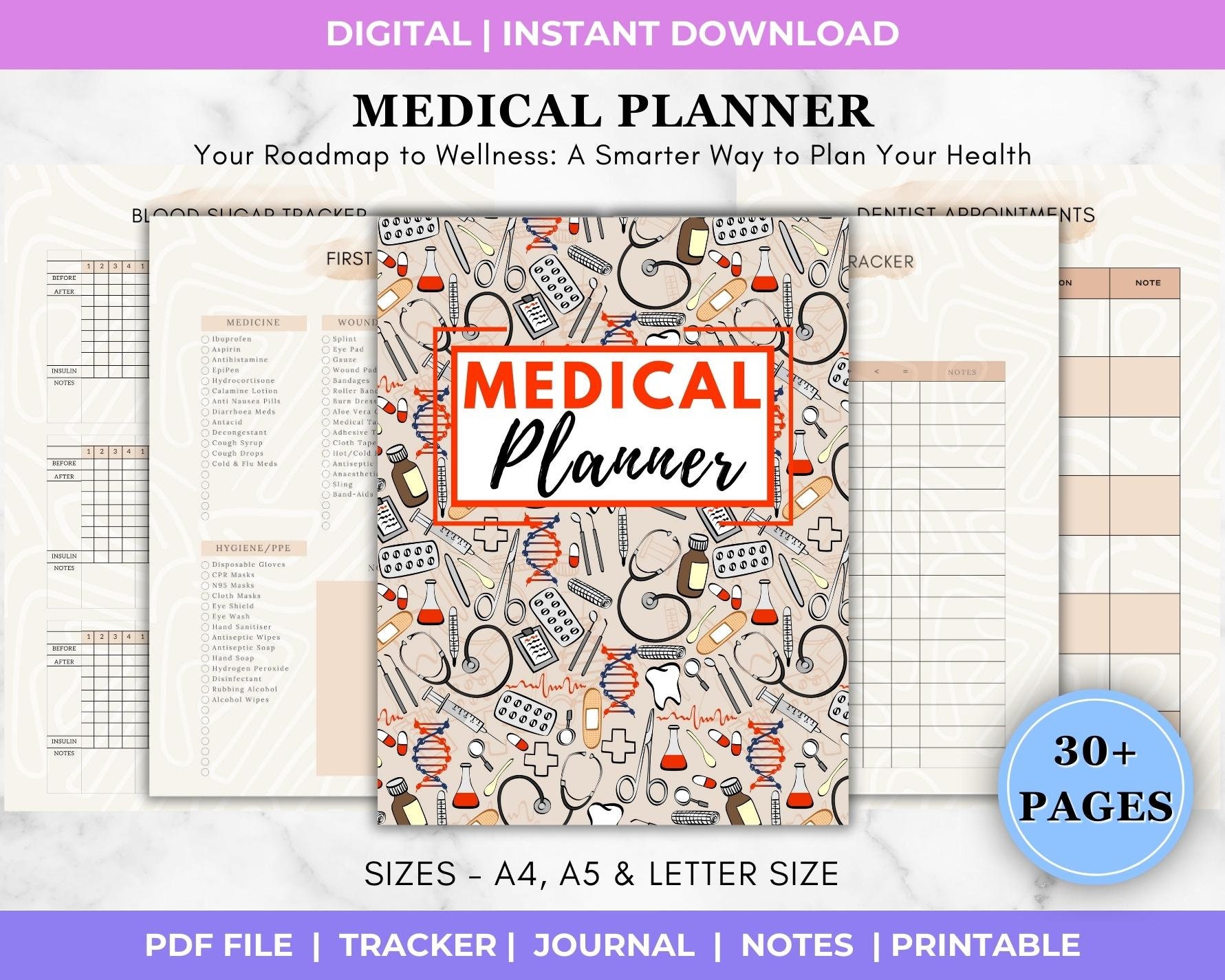 Medical Planner, Medical Binder, Medical Tracker, Wellness Planner ...