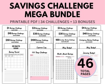 PRINTABLE Money Saving Challenge, Savings Tracker Bundle, Envelope ...