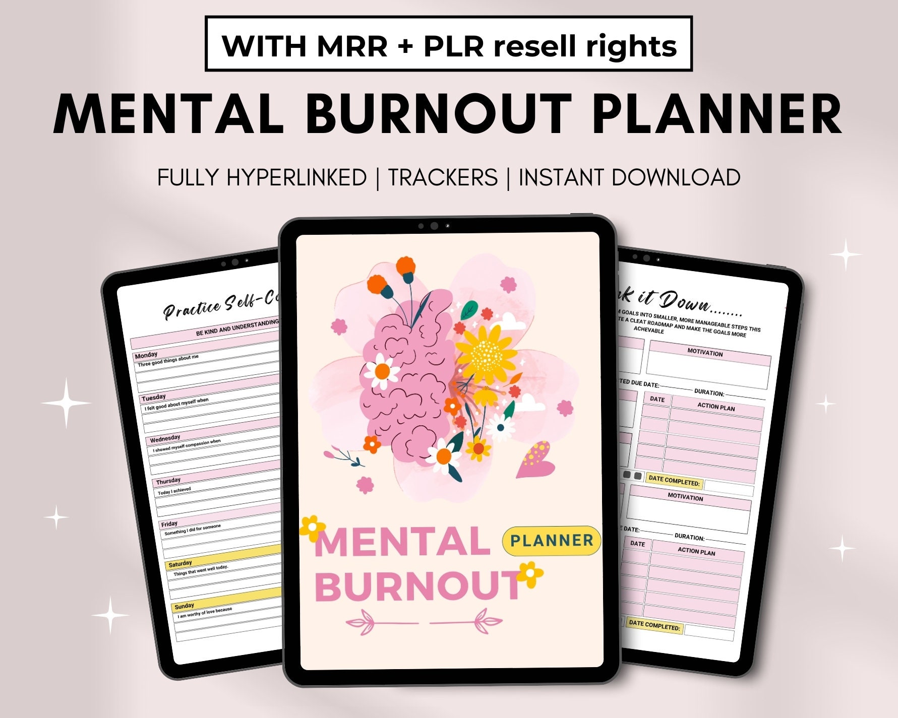 PLR Digital Planner, Plr Mental Burnout Planner, Therapy Worksheets ...