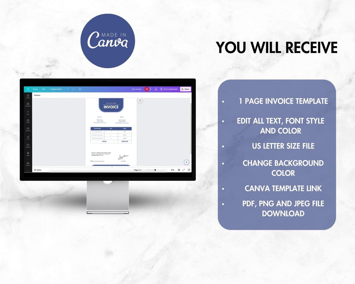 Invoice Template Editable, Small Business Custom Order Form Printable ...