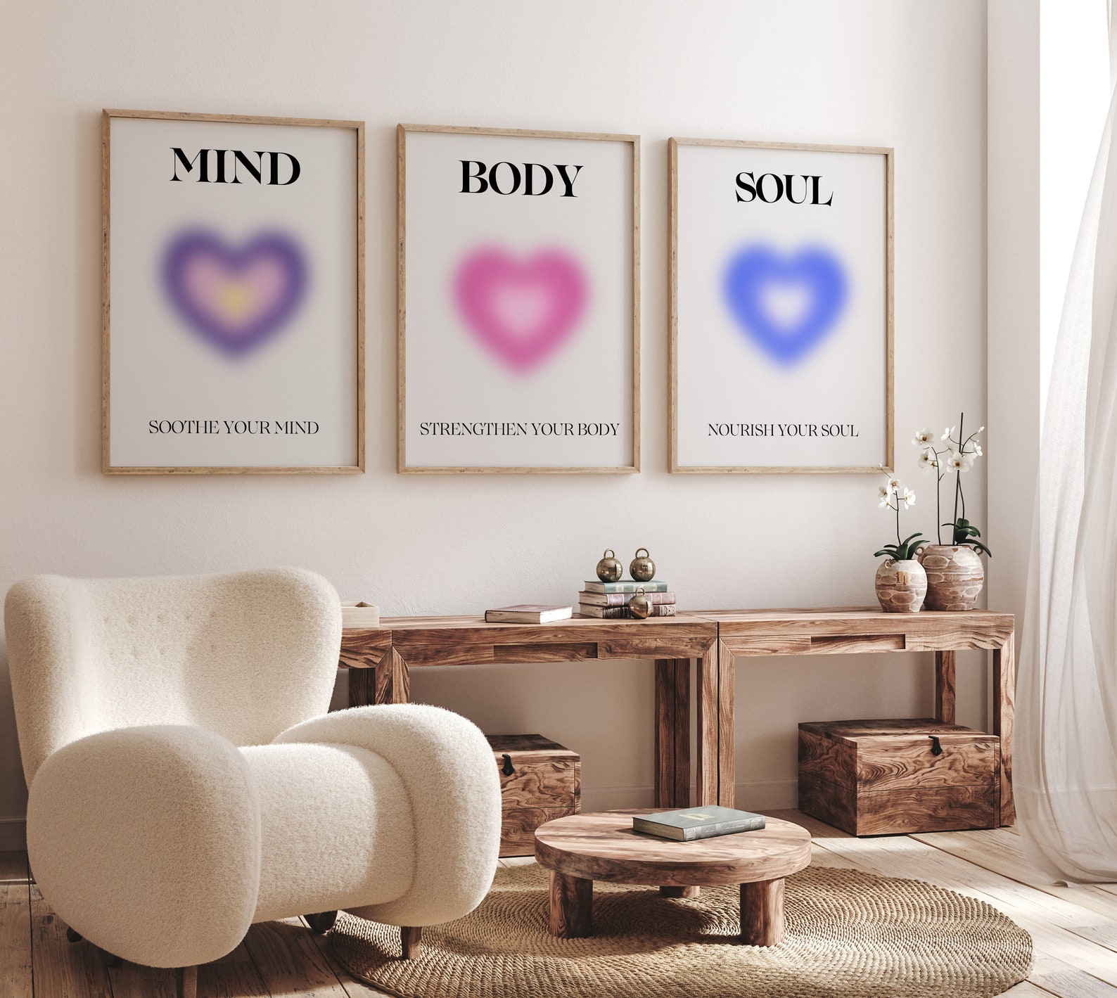 Mind Body Soul Aura Poster 3 Piece Wall Art, Aura Energy Spiritual ...