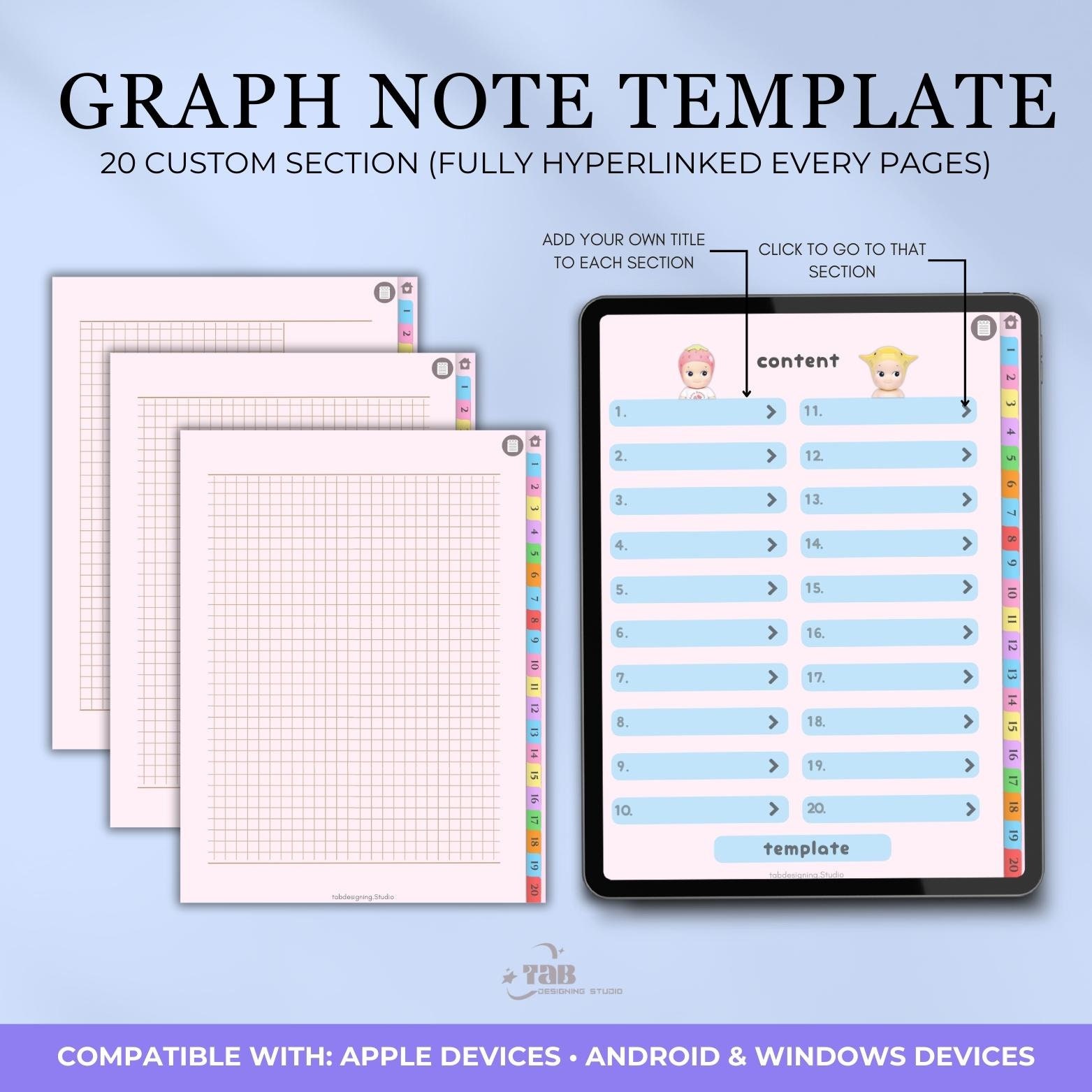 Portrait Digital Notebook, Goodnotes Notebook With Tabs, Hyperlinked ...