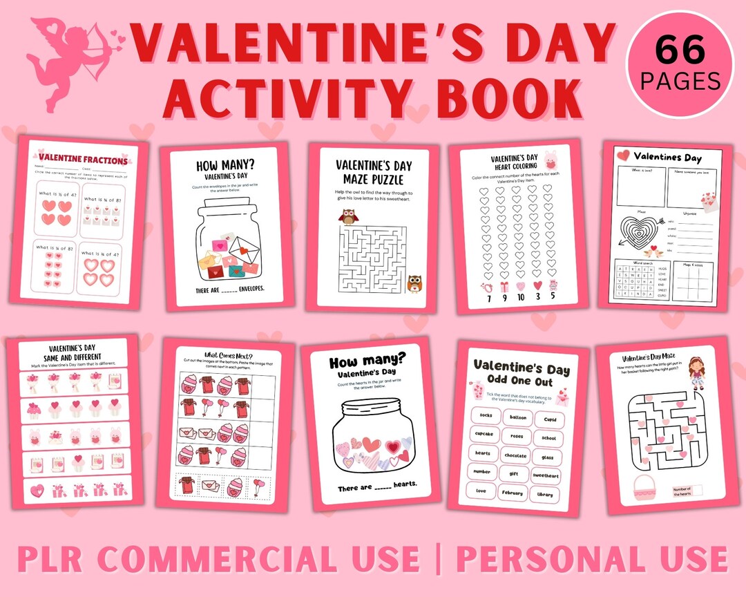 PLR Valentine Activity Pages, Valentine’s Day Activity Pages, Children ...