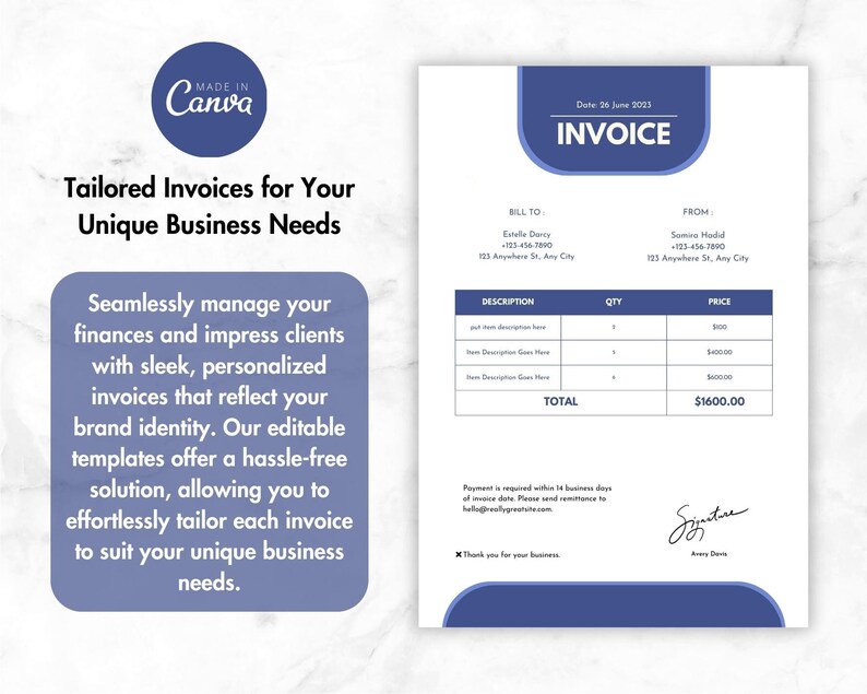 Invoice Template Editable, Small Business Custom Order Form Printable ...
