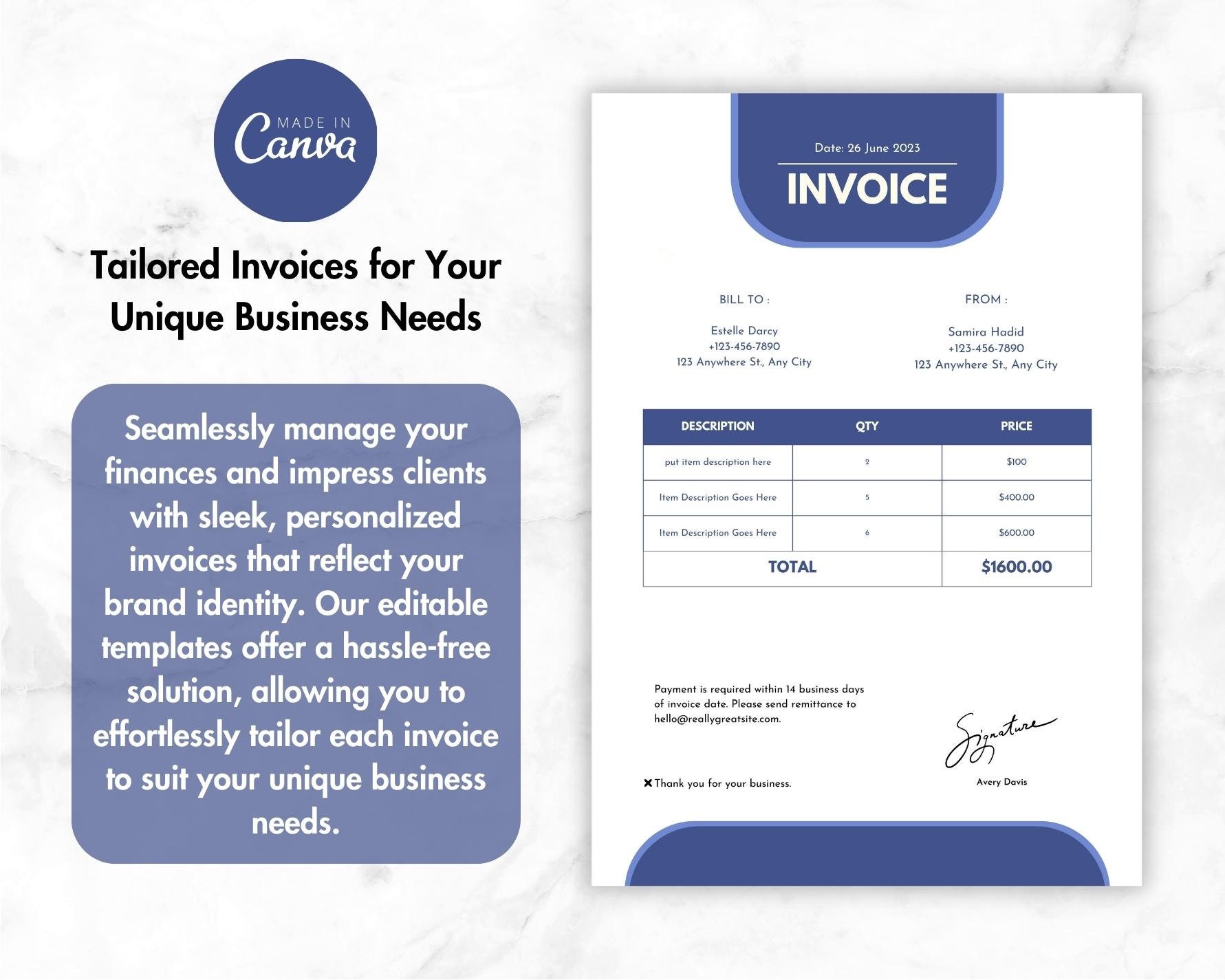 Invoice Template Editable, Small Business Custom Order Form Printable ...