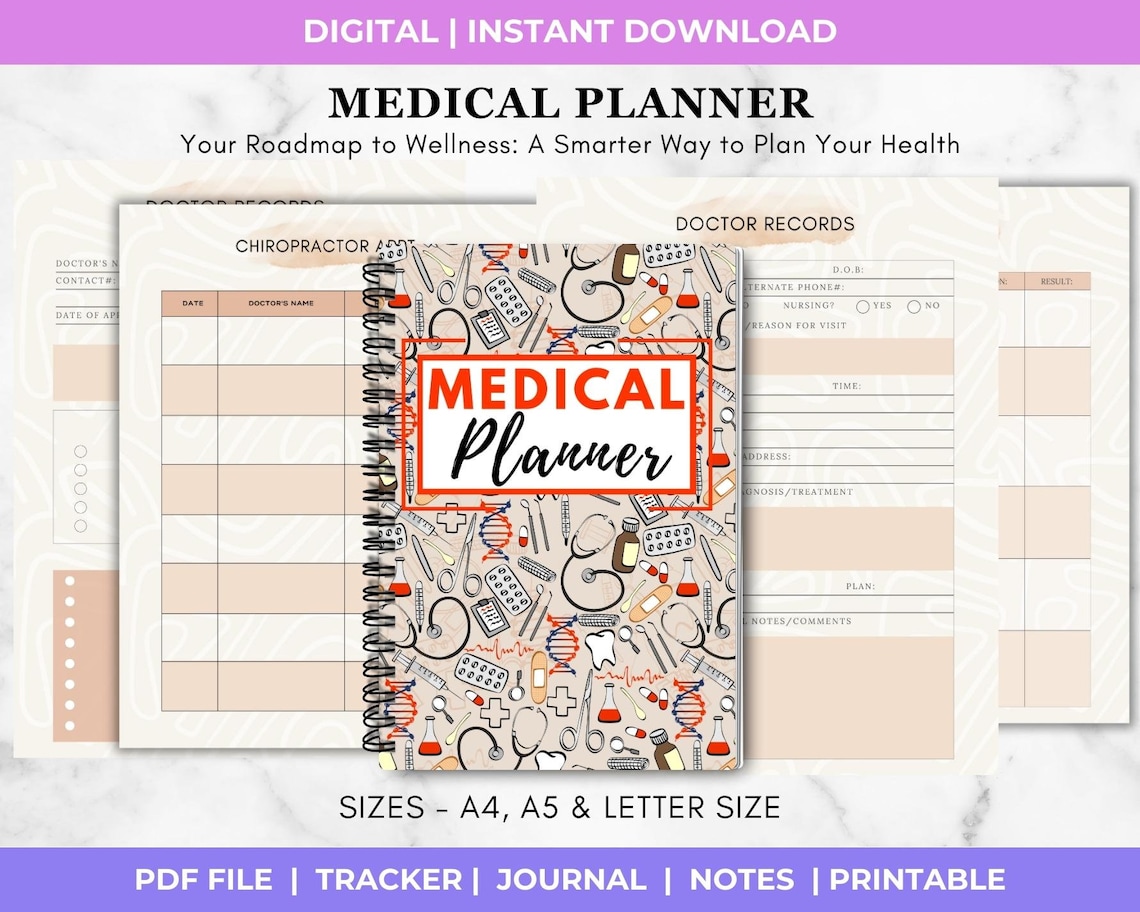 Medical Planner, Medical Binder, Medical Tracker, Wellness Planner ...