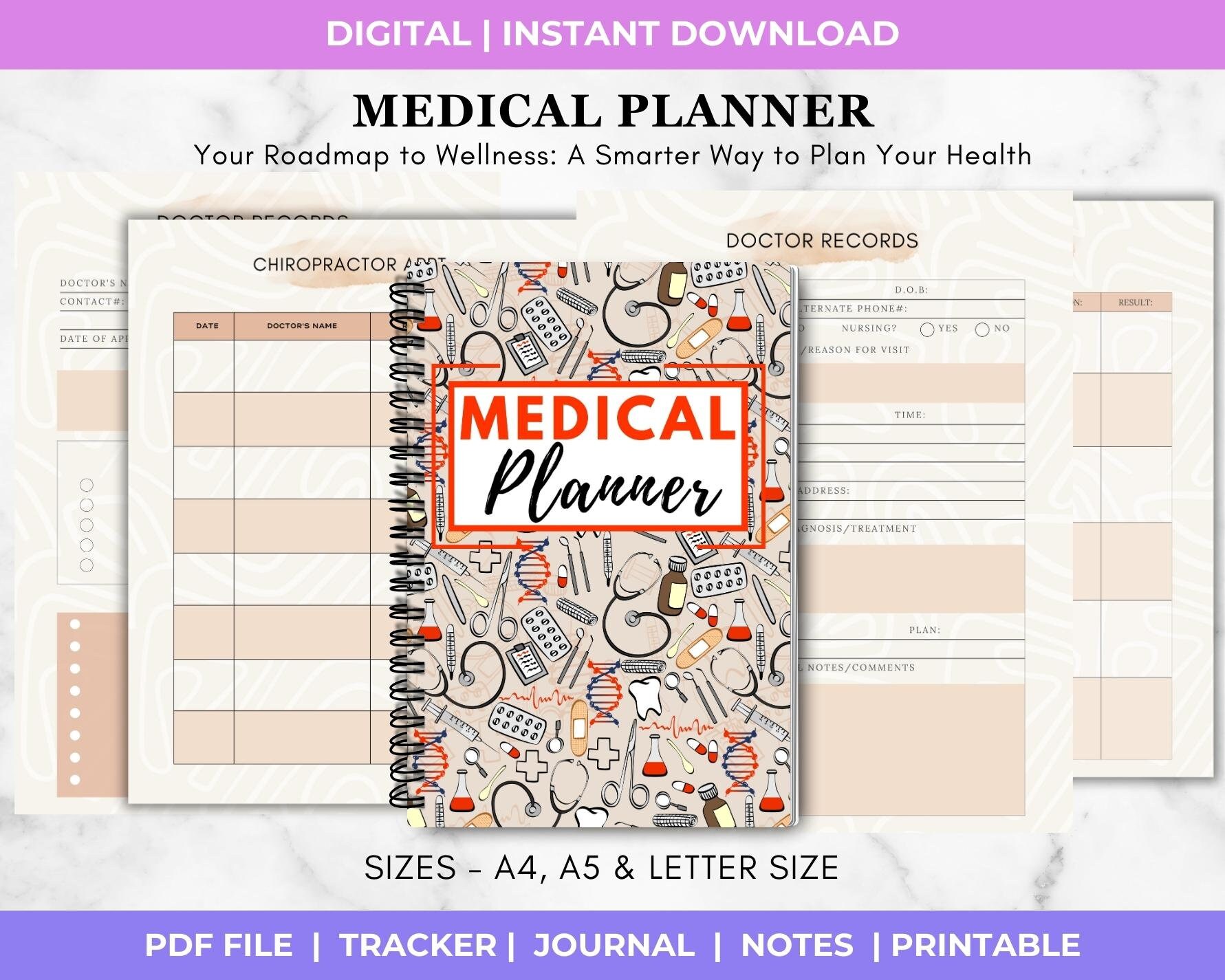Medical Planner, Medical Binder, Medical Tracker, Wellness Planner ...