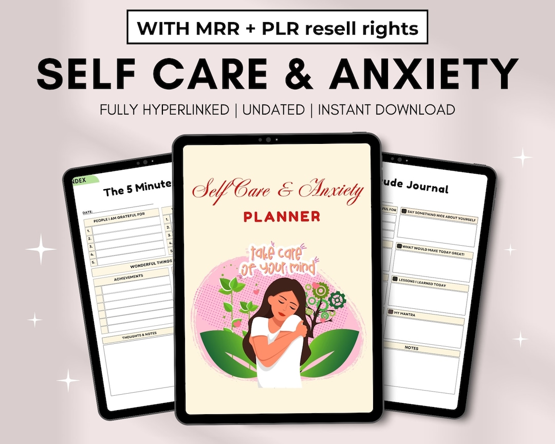 PLR Digital Planner, Plr Self Care & Anxiety Planner, Master Resell ...