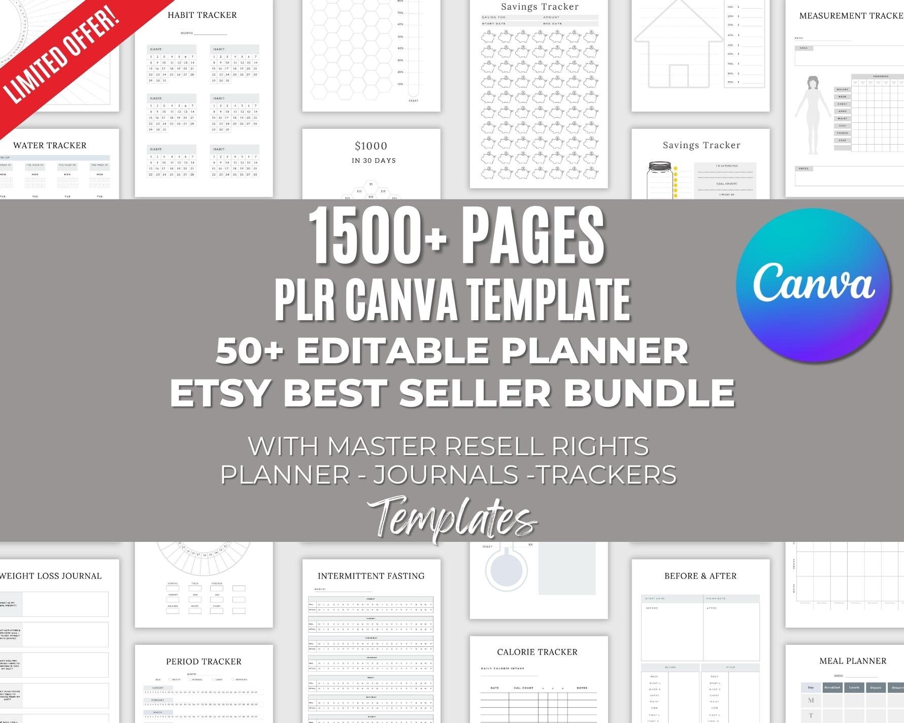1500 Pages PLR Canva Template Bundle, 50 Canva PLR Templates, Planners ...