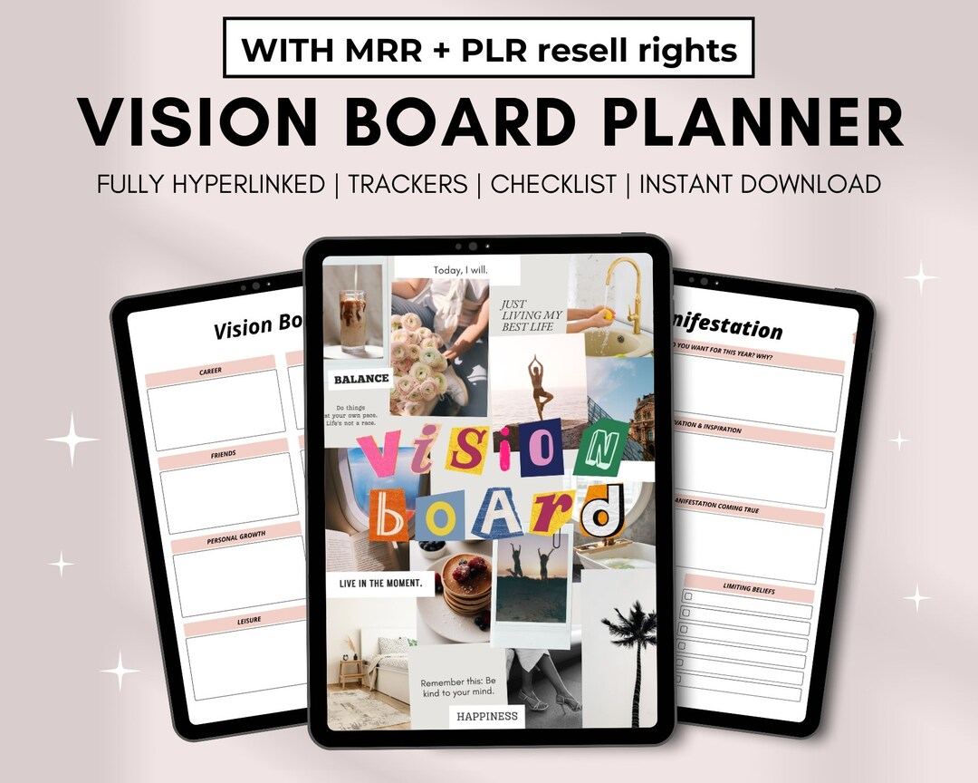 PLR Digital Planner, Plr Vision Board Planner, Vision Board, Master ...