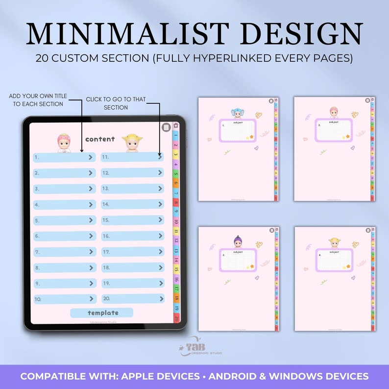 Portrait Digital Notebook, Goodnotes Notebook With Tabs, Hyperlinked ...