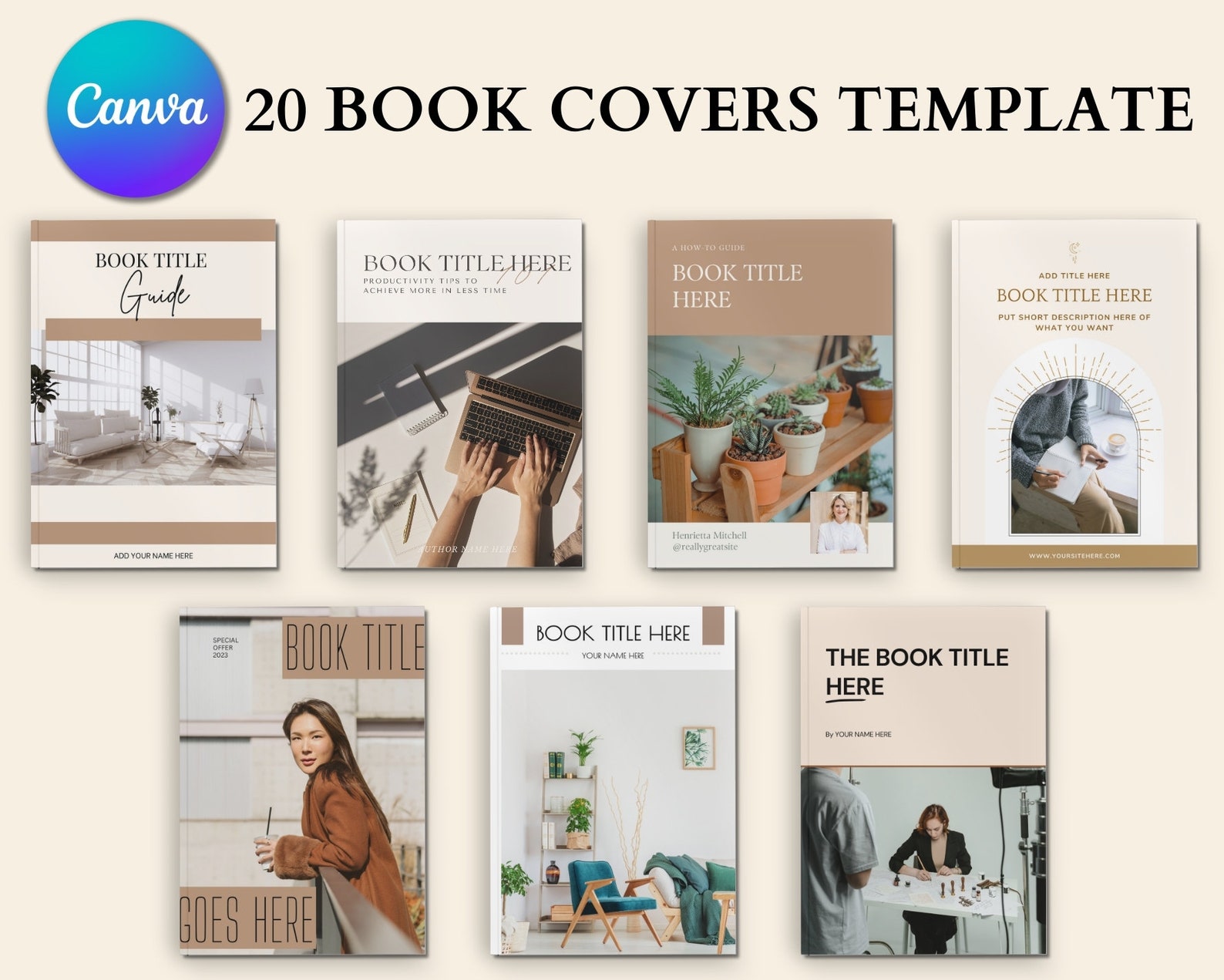Book Cover Template Beige Theme | Ebook Cover Digital Book Cover Canva ...