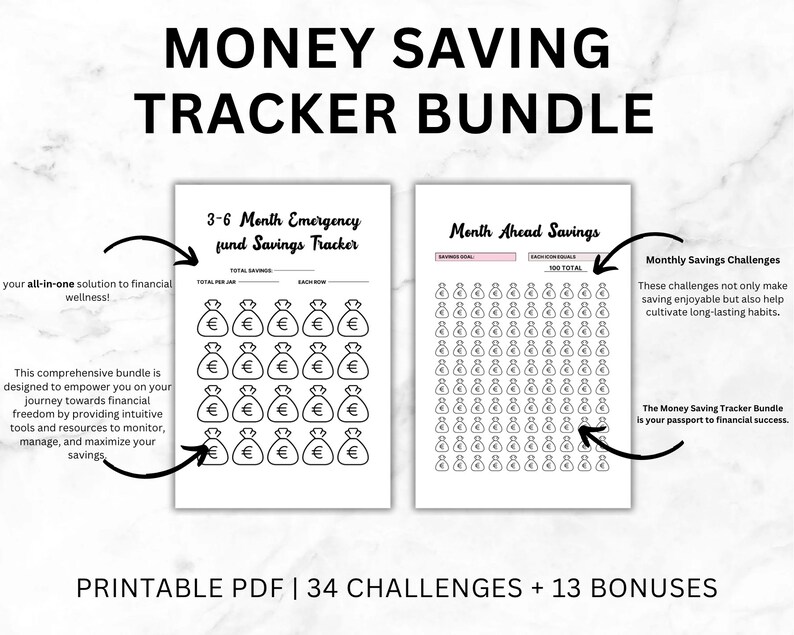 Money Saving Challenge, Savings Tracker Printables, Savings Tracker ...