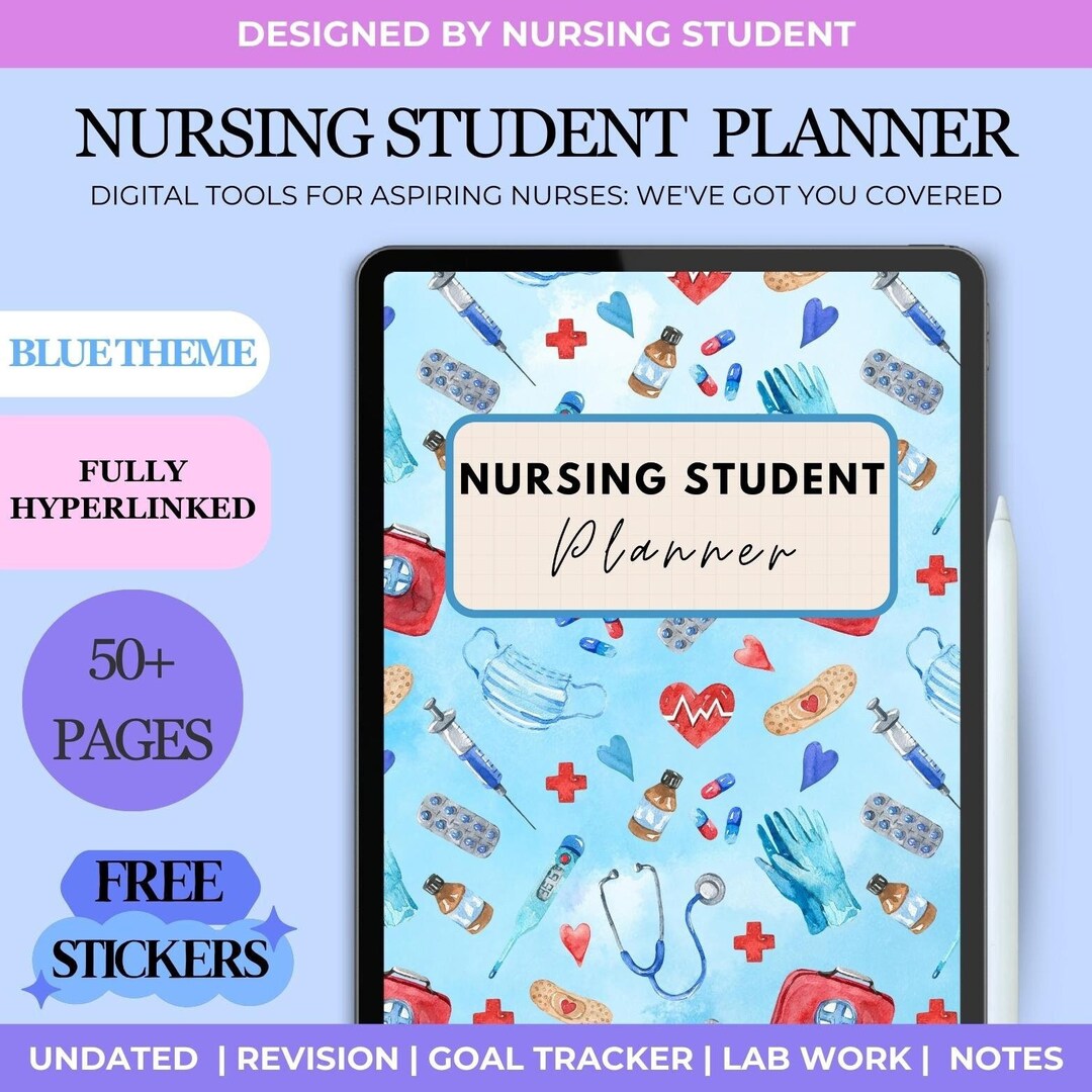 Nursing Student Digital Planner, Undated Nursing School Planner ...