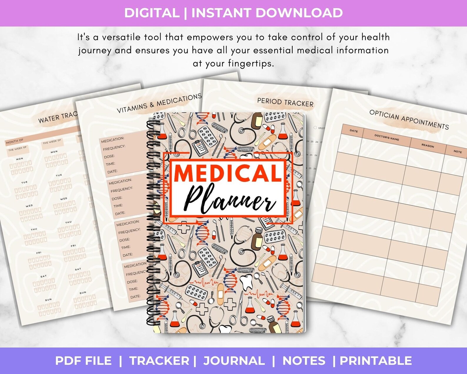 Medical Planner, Medical Binder, Medical Tracker, Wellness Planner ...