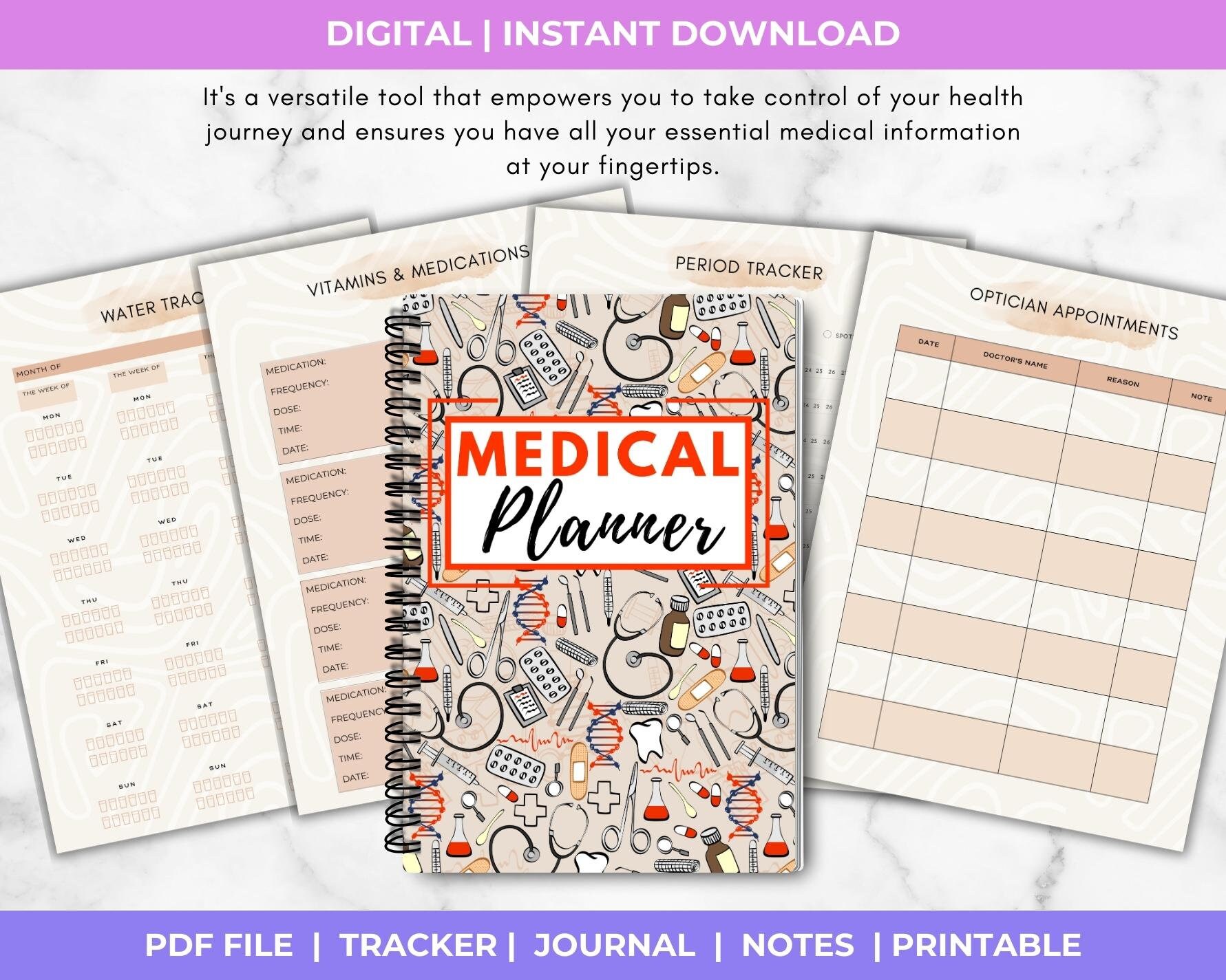 Medical Planner, Medical Binder, Medical Tracker, Wellness Planner ...