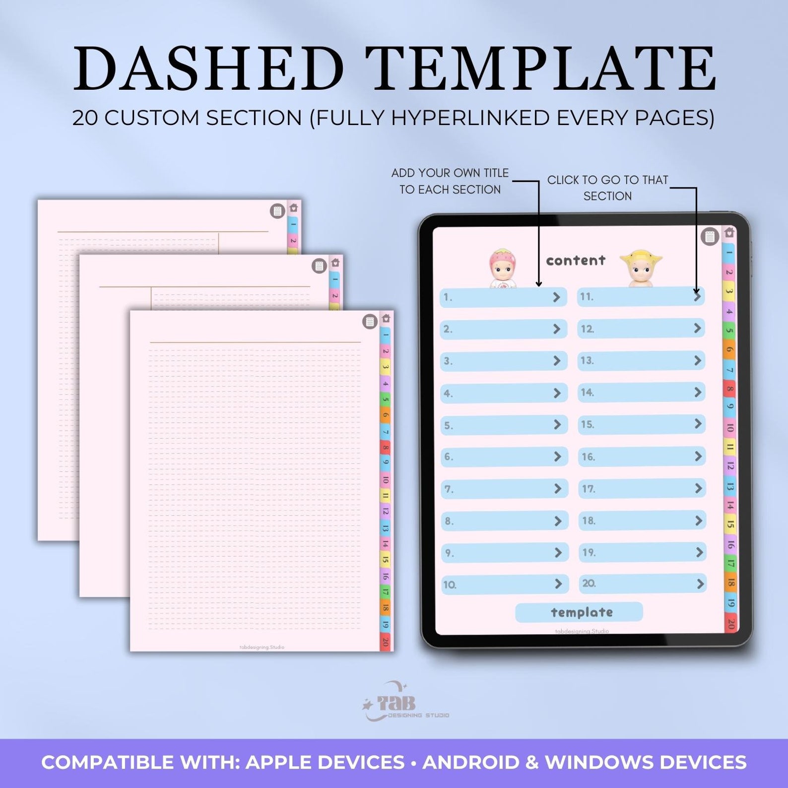 Portrait Digital Notebook, Goodnotes Notebook With Tabs, Hyperlinked ...