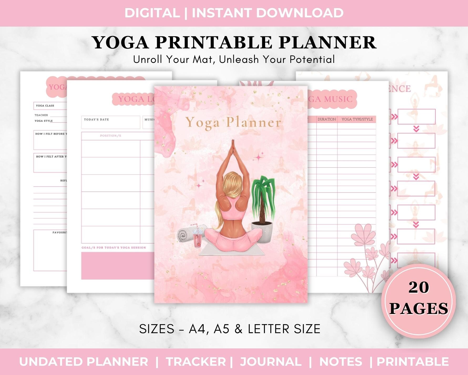 Yoga Planner, Yoga Poses Journal, Yoga Meditation, Yoga Printable ...