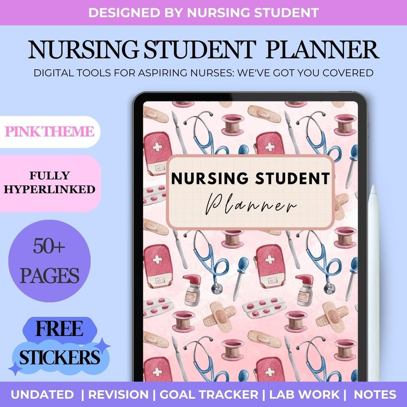 Nursing Student Digital Planner, Undated Nursing School Planner ...