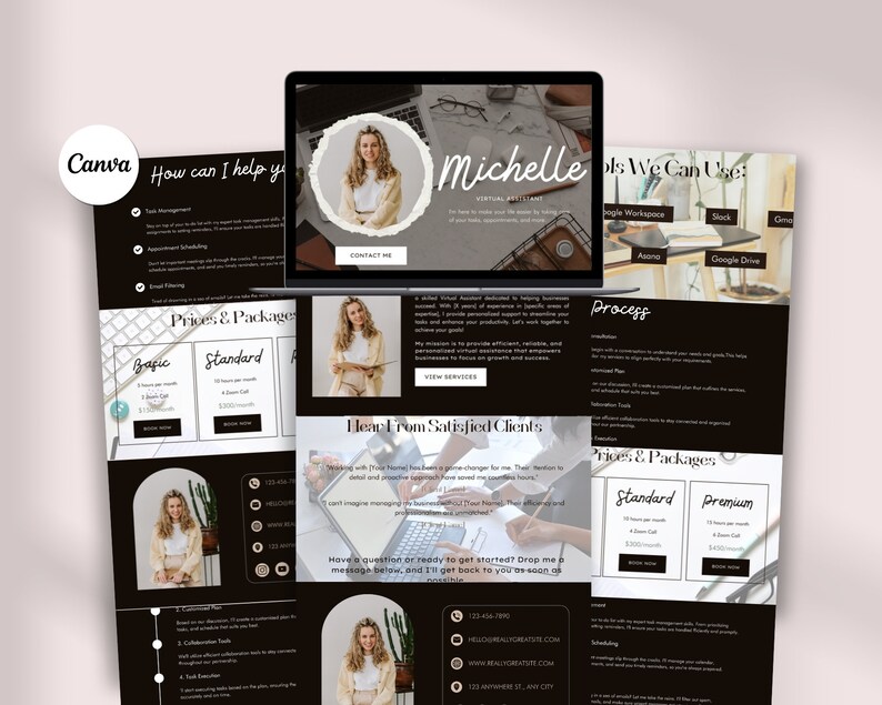 Virtual Assistant Canva Website Template, Marketing Agency, Social ...