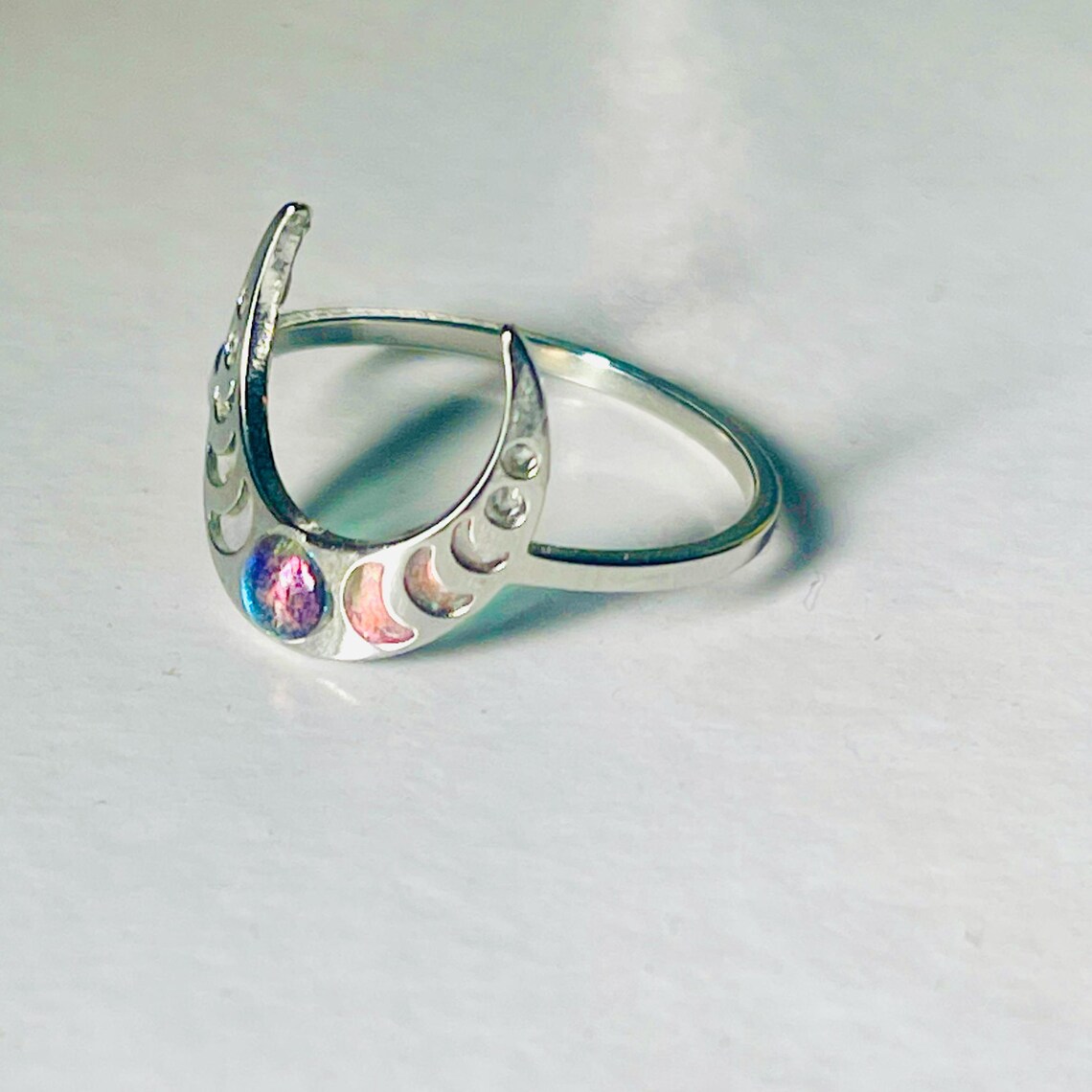 Gothic Moon Phase Ring: Color Changing Moonstone, Wiccan Jewelry - Etsy